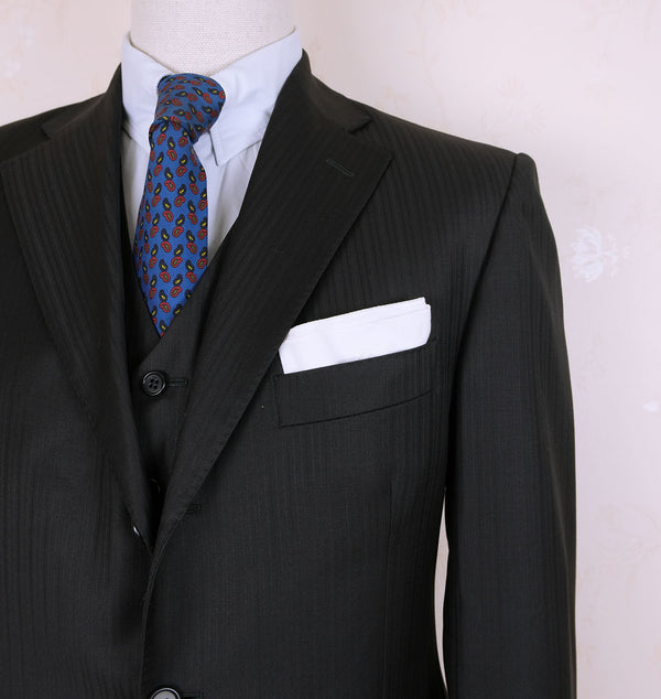 Il Lanificio, tumma puku, koko 50, liituraita, pesetetty, mukana liivi ...